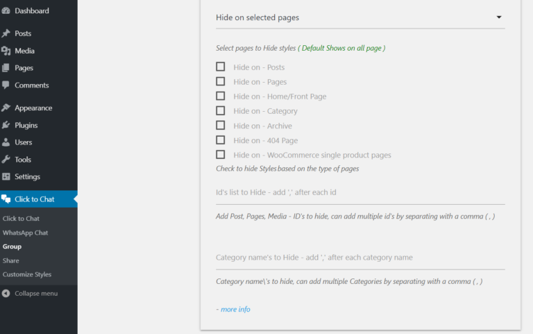 Show/Hide Styles - Click to Chat