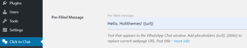 Pre-Filled Message – Click To Chat