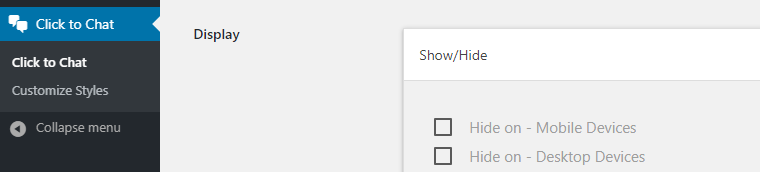 Show/Hide on Mobile/Desktop - Click to Chat