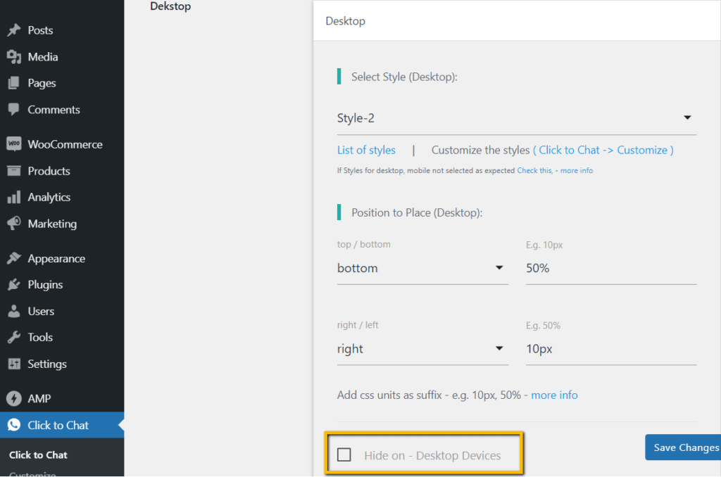 Hide Based On Device - Click to Chat
